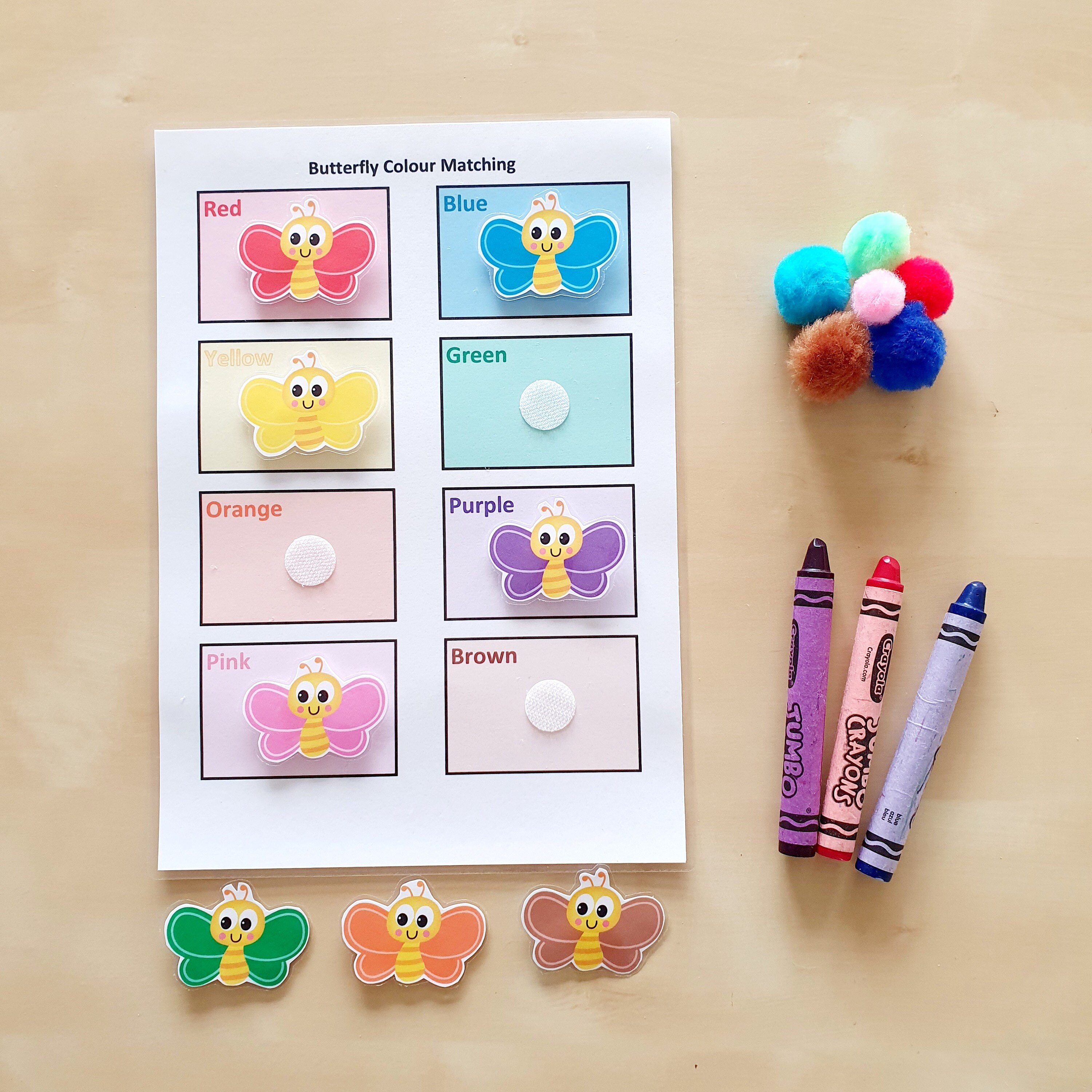 Butterfly Colour Matching Printable, Matching Colors, Busy Book Page ...