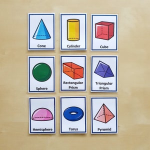3D Shapes Bundle, Shapes Matching Printable, Tracing Shapes Flash Cards ...