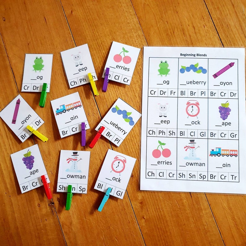 Beginning Blends Printable, Busy Book, Clip Cards, Homeschool Alphabet ...