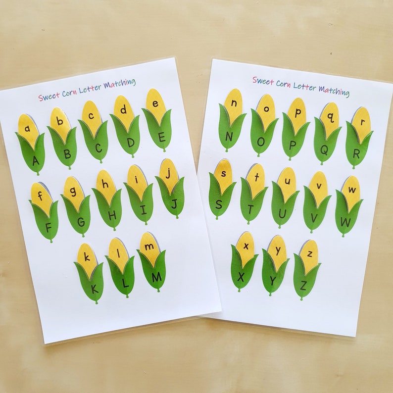 Sweet Corn Letter Matching: Alphabet Worksheet (digital Download) - Etsy