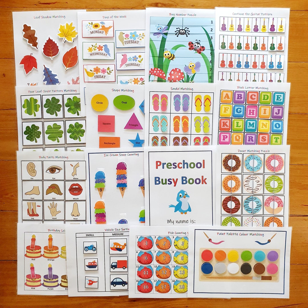 Preschool Busy Book Bundle, Printable, Shapes, Alphabet, Numbers ...