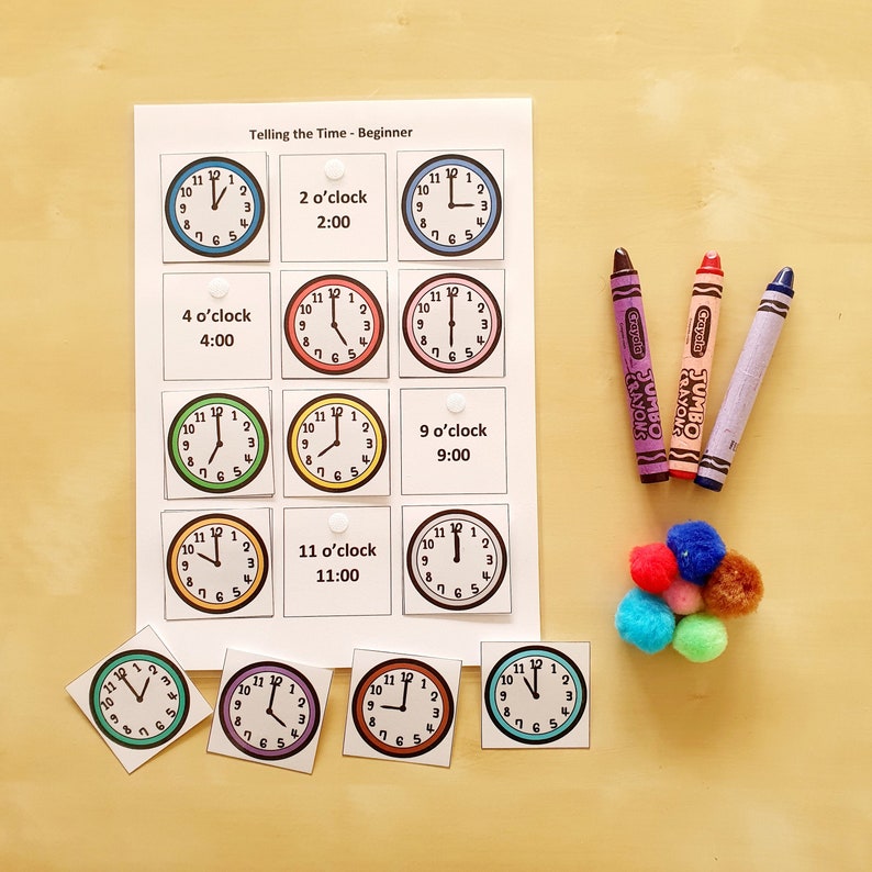 Telling The Time Beginner Printable Clock Learning Time | Etsy
