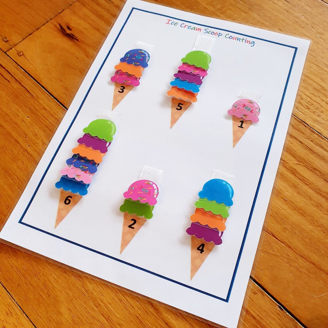 Ice Cream Scoop Counting Printable Count 1 to 6 Learning - Etsy