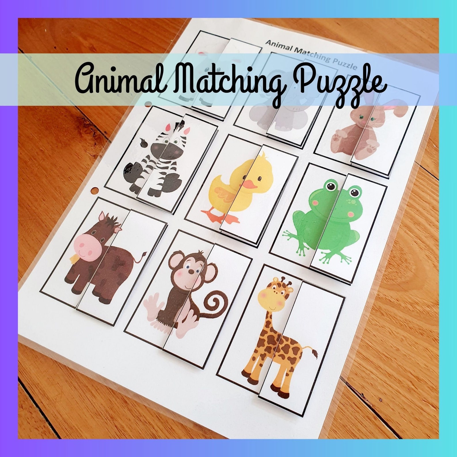 Animal Matching Puzzle Printable, Busy Binder, Montessori Homeschool ...