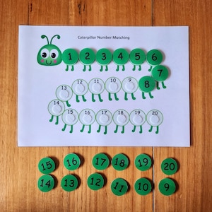 Caterpillar Number Matching Printable, Busy Book, Counting, Homeschool ...