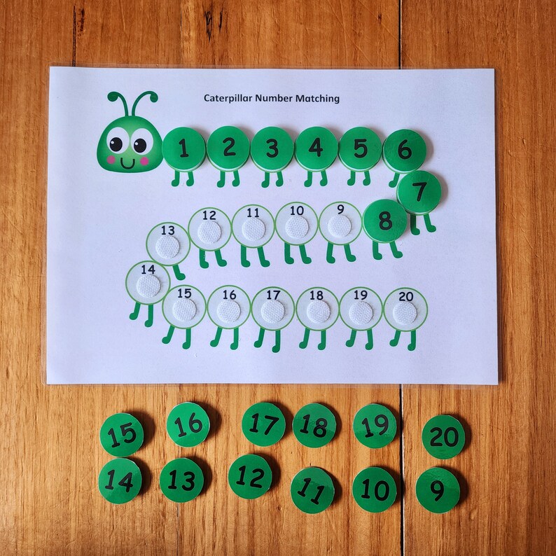 Caterpillar Number Matching Printable, Busy Book, Counting, Homeschool ...