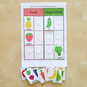 Fruit and Vegetable Sorting Printable, Busy Book, Education Homeschool ...