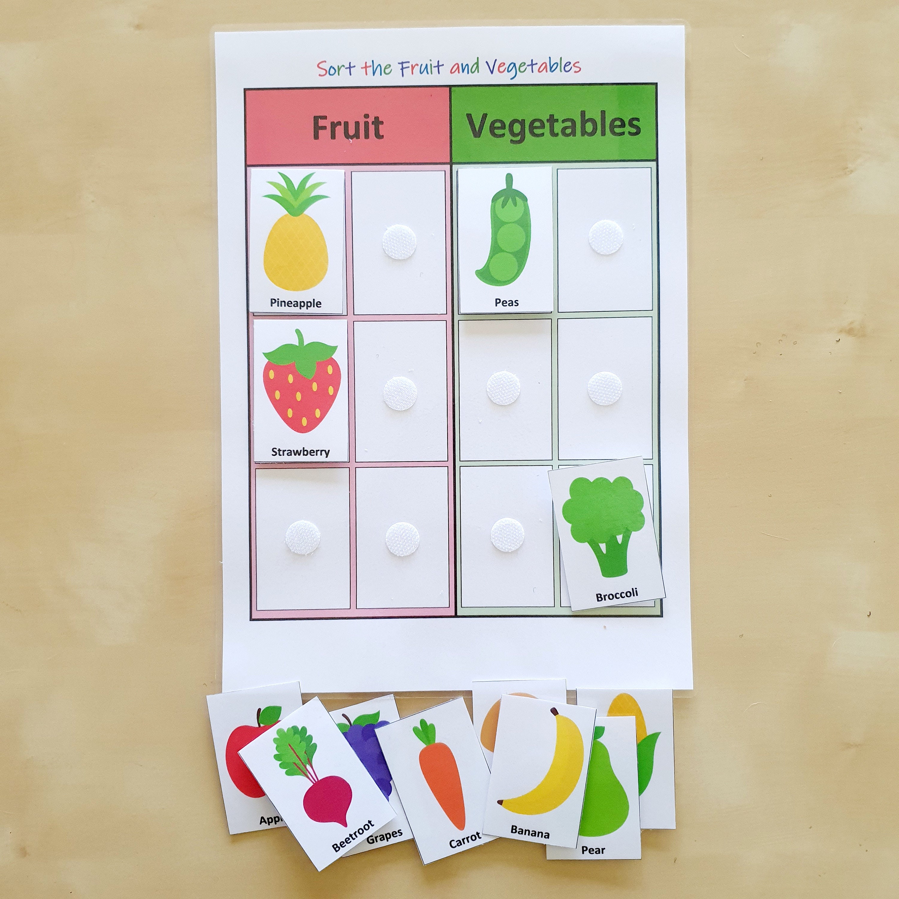 Fruit and Vegetable Sorting Printable, Busy Book Page, Educational ...