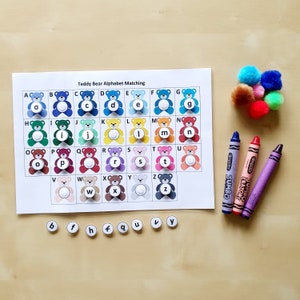 Teddy Bear Alphabet Matching Printable, ABC Worksheet, Homeschool Busy ...