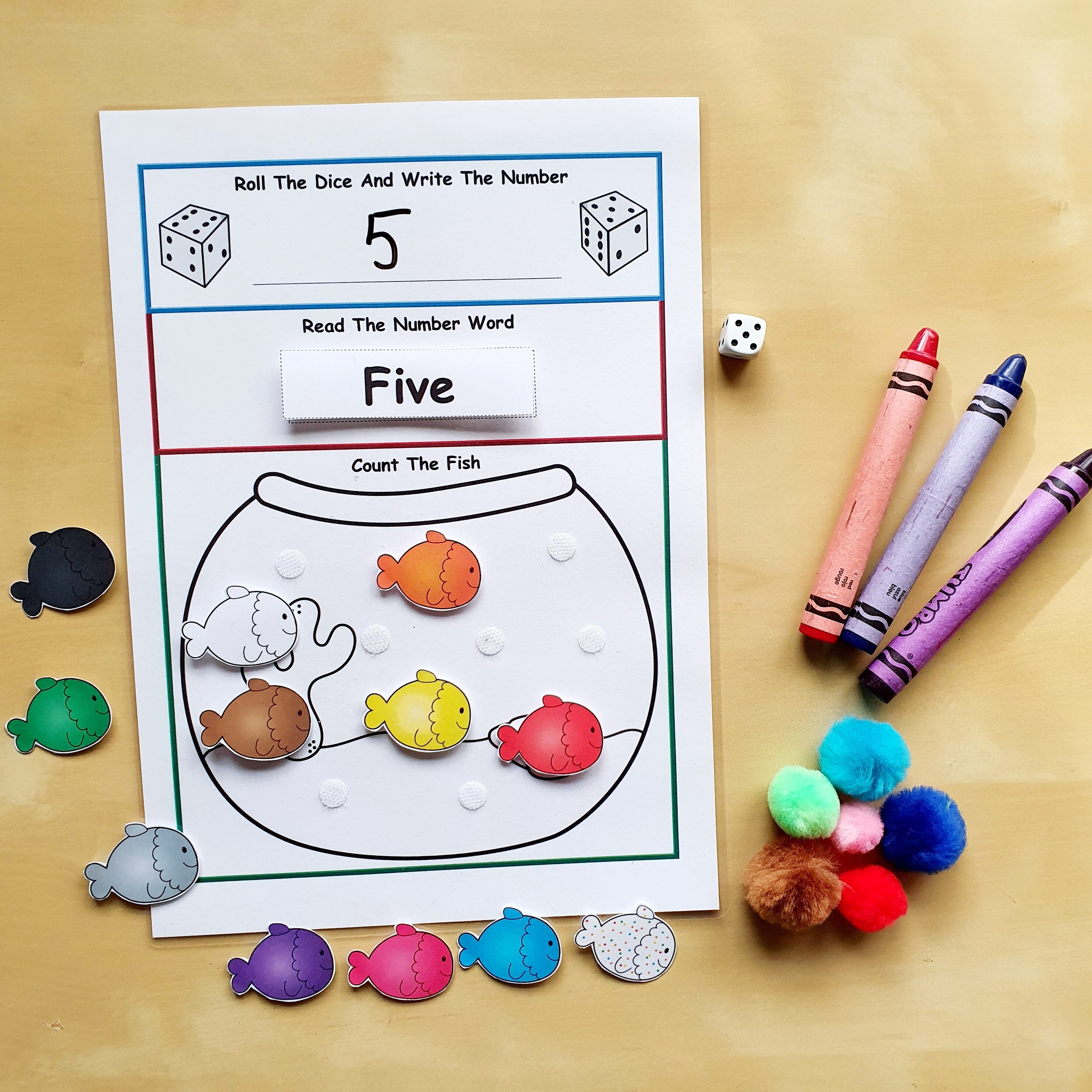 Counting Dice Game Printable, Busy Book Page, Numbers, Addition, Maths ...