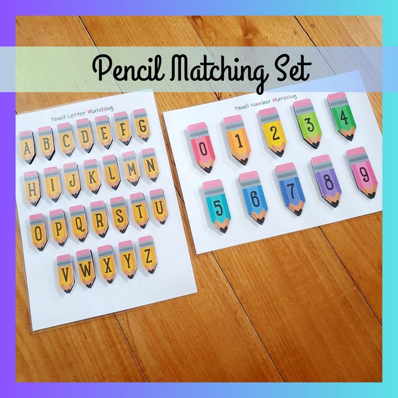 Pencil Alphabet Number Matching Worksheets: Homeschool Activity ...