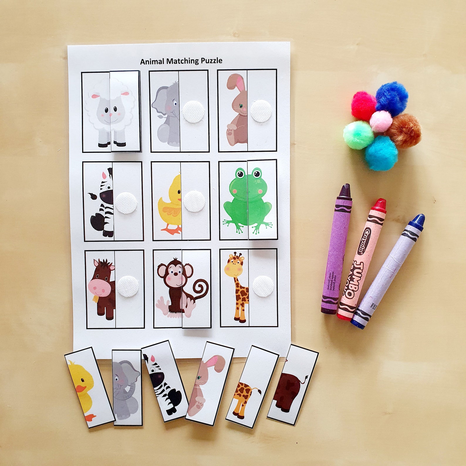 Animal Matching Puzzle Printable, Busy Binder, Montessori Homeschool ...