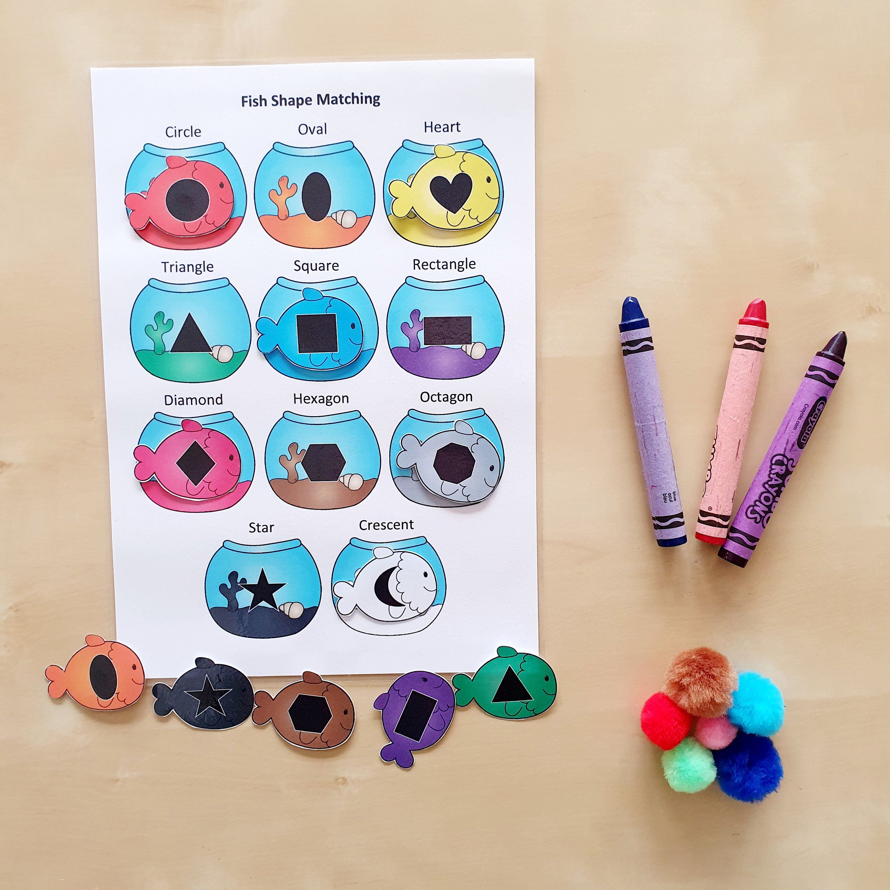 Fish Learning Busy Book Bundle Printable Shapes Colours - Etsy