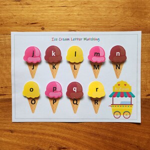 Letter Matching Ice Cream, Busy Book Printable, Montessori Alphabet ...