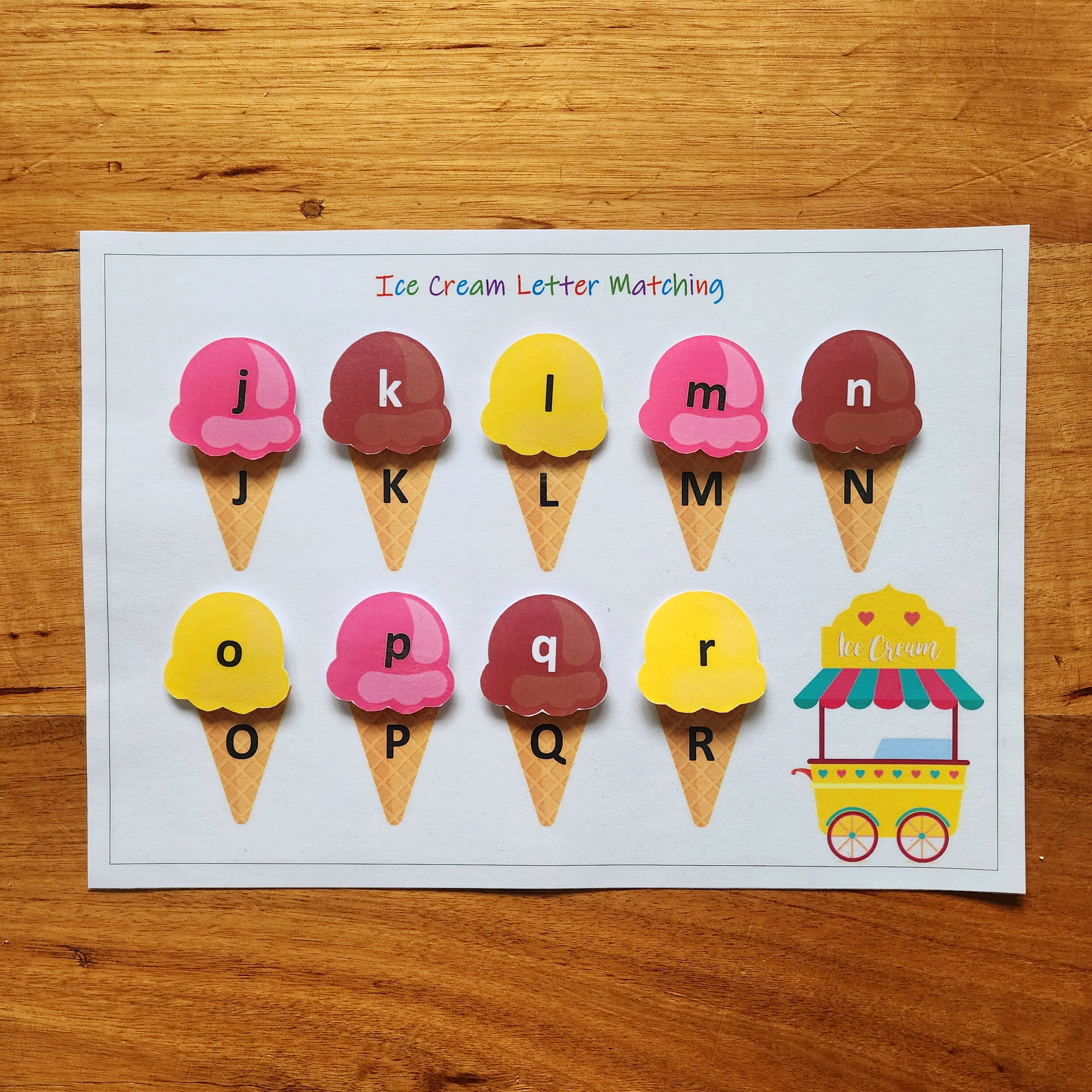 Ice Cream Letter Matching: Montessori Alphabet Worksheet (digital ...