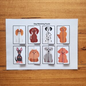 Dog Matching Puzzle Printable, Busy Book, Montessori Homeschool ...