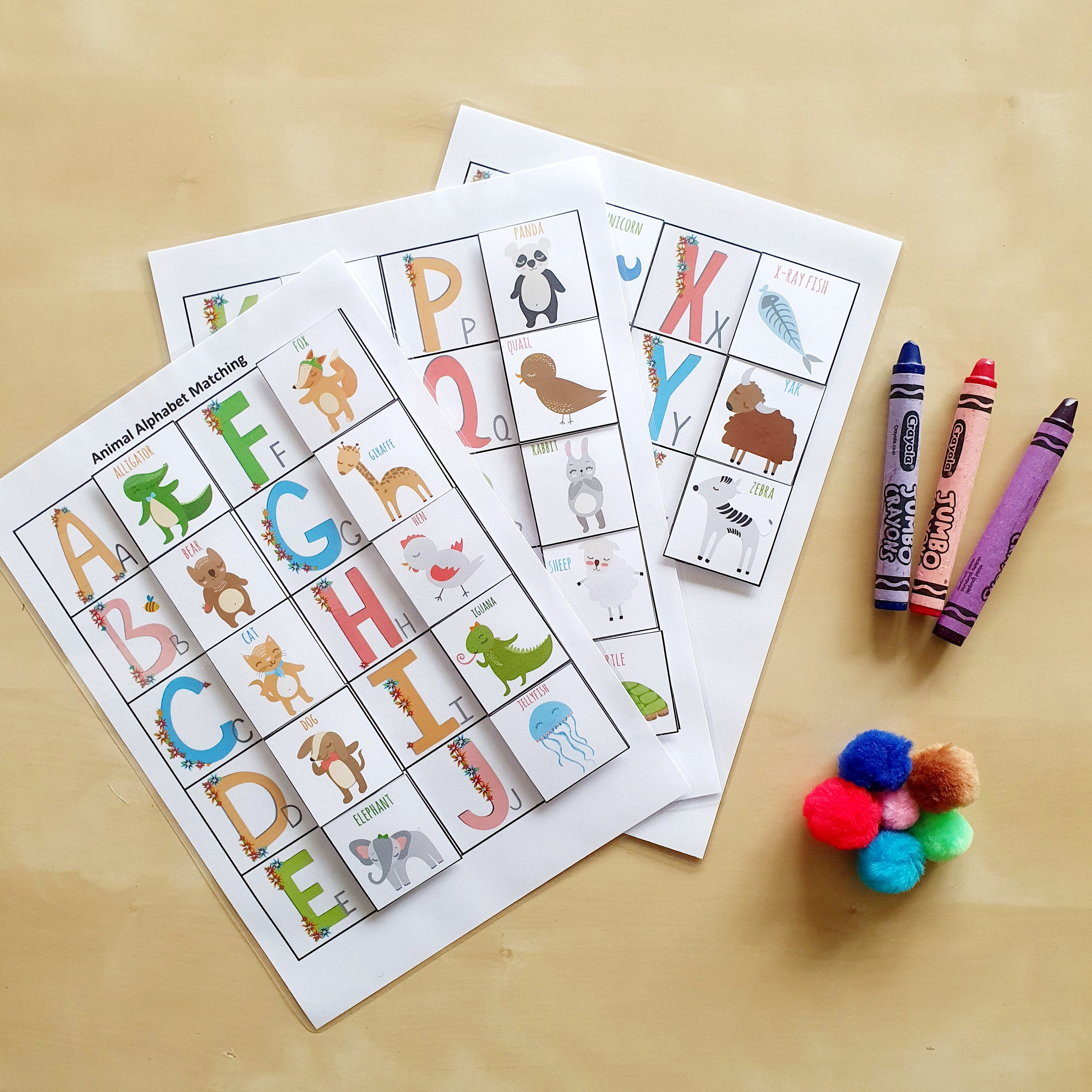 Animal Alphabet Matching Printable: Homeschool Activity (digital ...