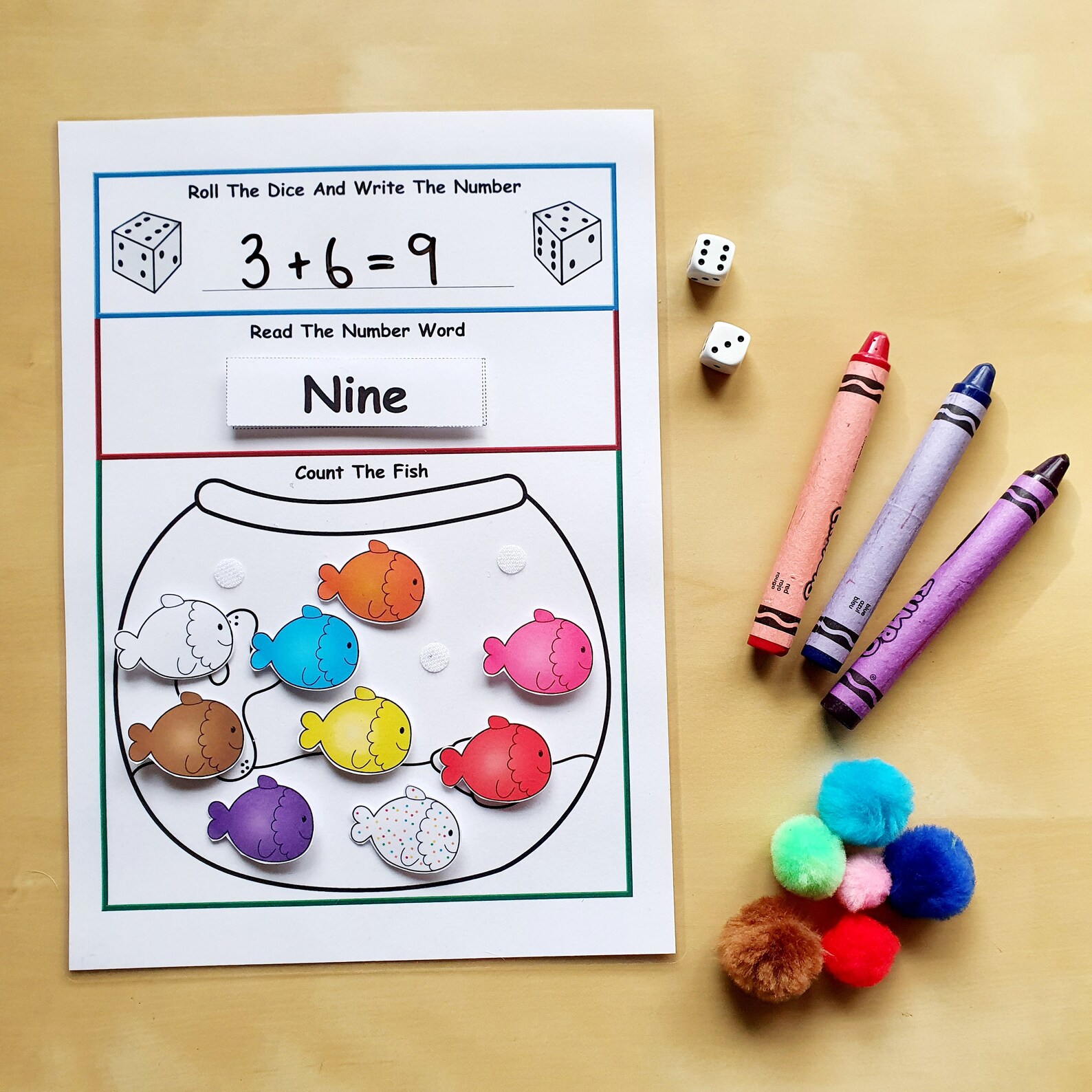 Counting Dice Game Printable, Busy Book Page, Numbers, Addition, Maths ...