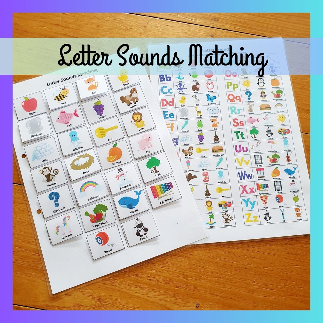 Letter Sounds Matching Printable, Busy Book, Alphabet Beginning Sounds ...