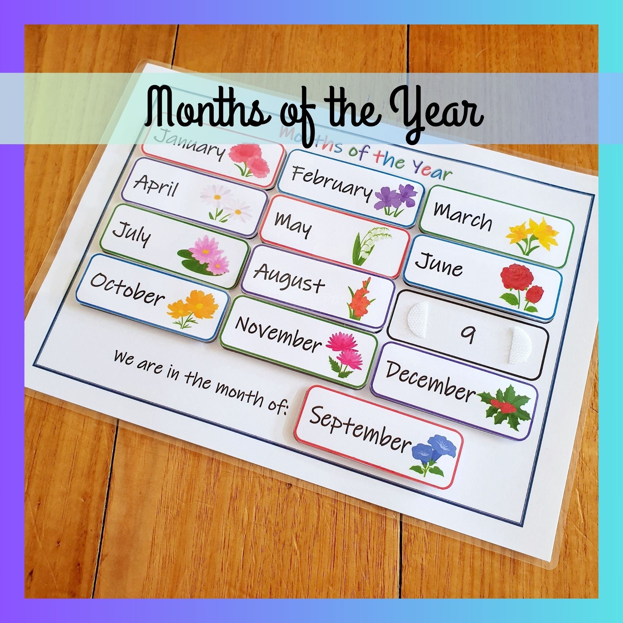 Months of the Year Printable: Birth Month Flowers, Homeschool Calendar ...