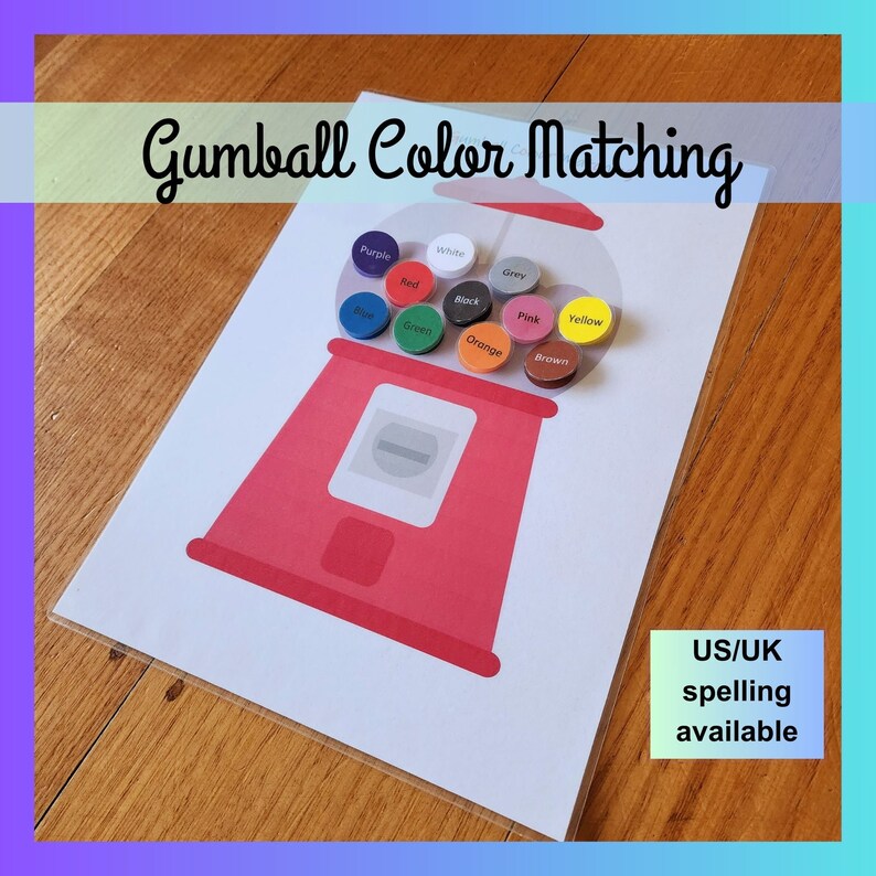 Gumball Color Matching Printable, Match Colours, Homeschool Worksheet ...