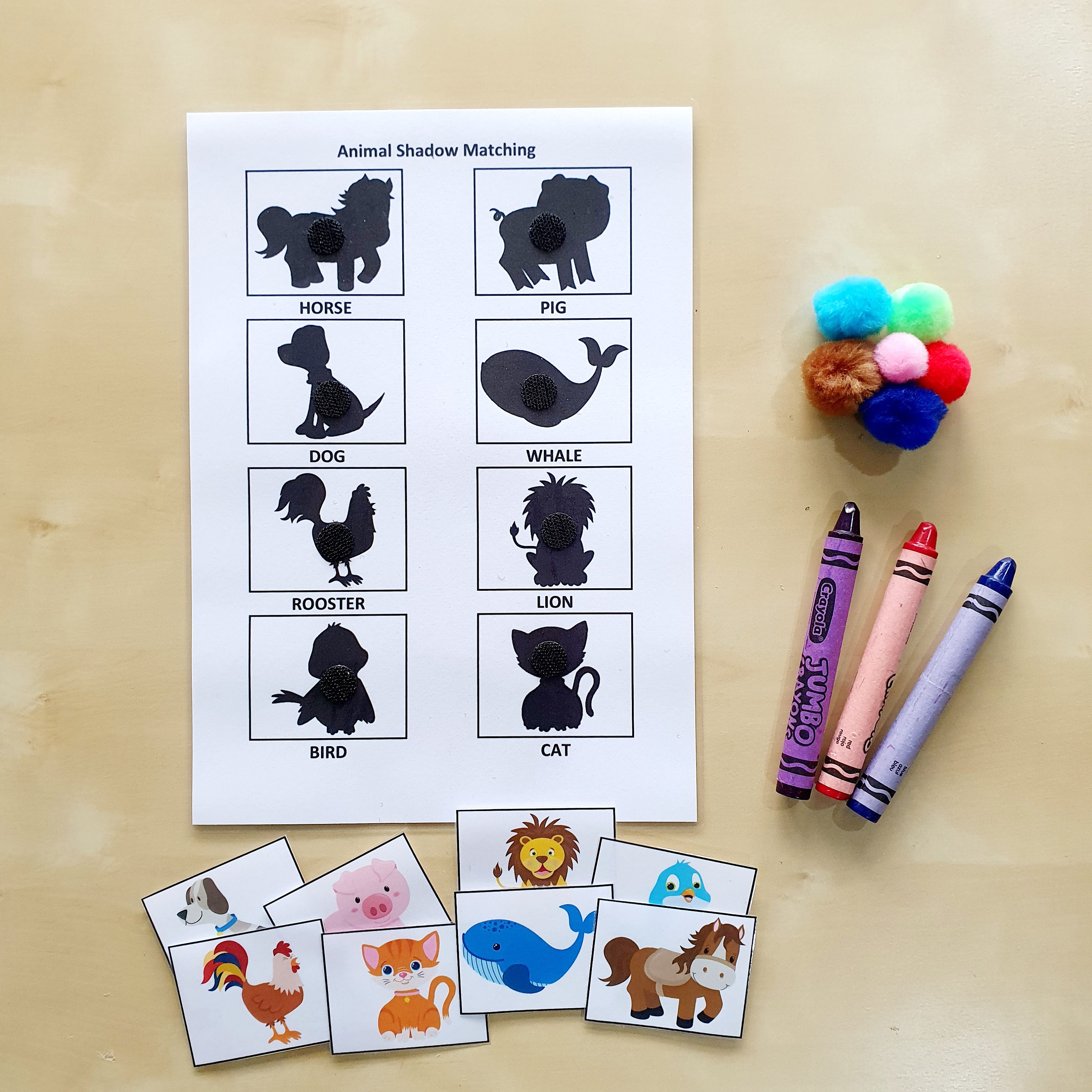 Animal Shadow Matching Printable, Busy Book, Montessori Homeschool ...