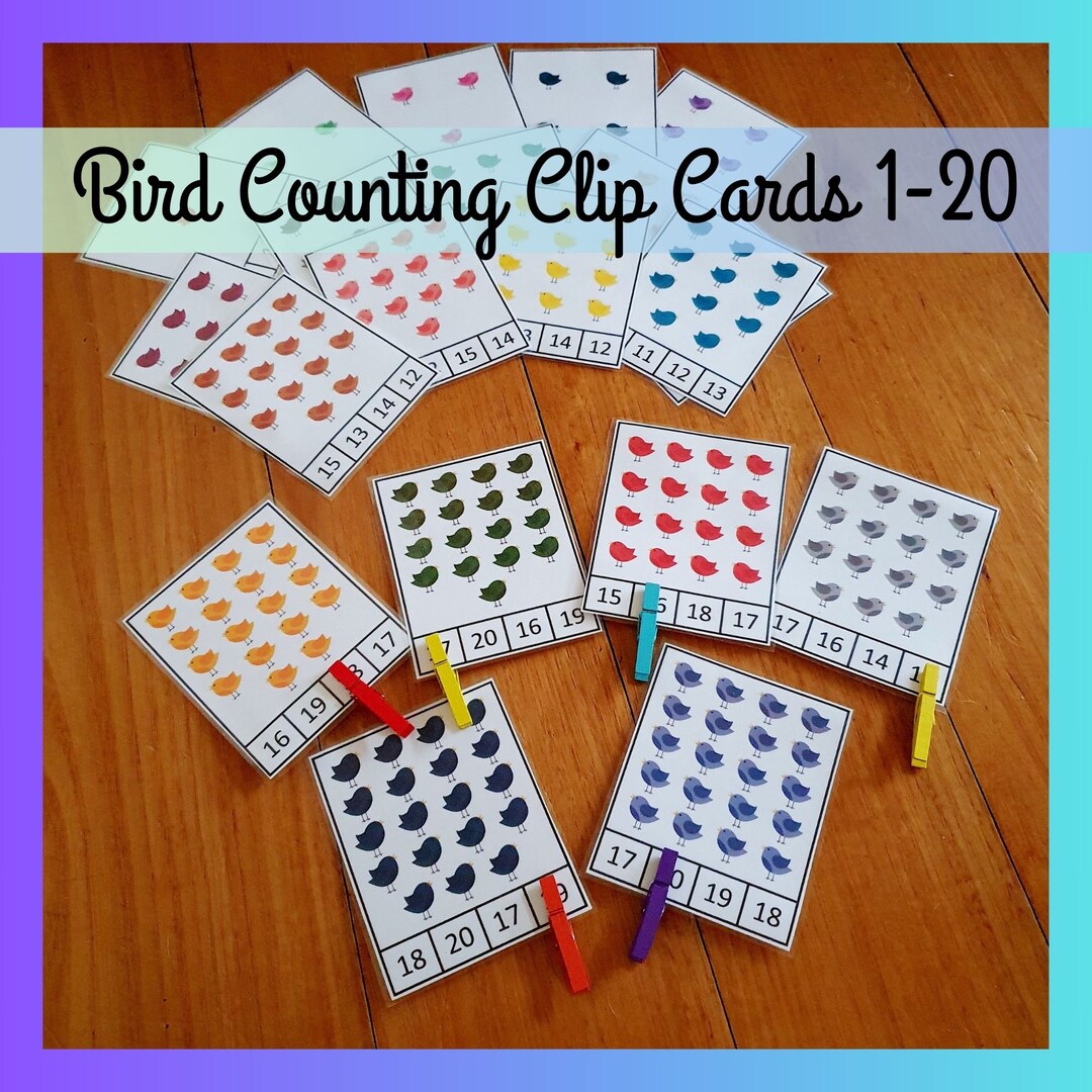 Bird Counting Clip Cards, Counting 1 to 20 Printable, Numbers Math ...