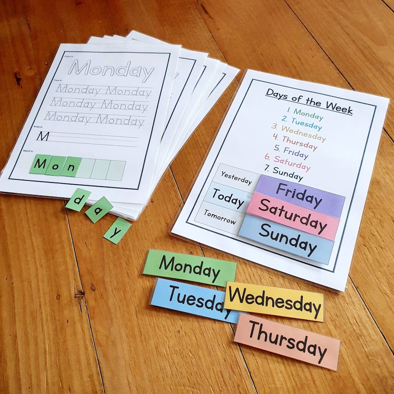 Days of the Week Printable Bundle: Homeschool Activity (digital ...