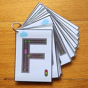 Letter Tracing Flashcards, Upper Case Road Letters, Montessori ...