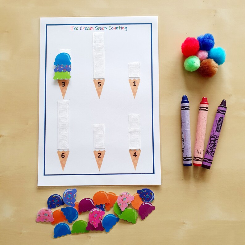 Ice Cream Scoop Counting Printable Count 1 to 6 Learning - Etsy