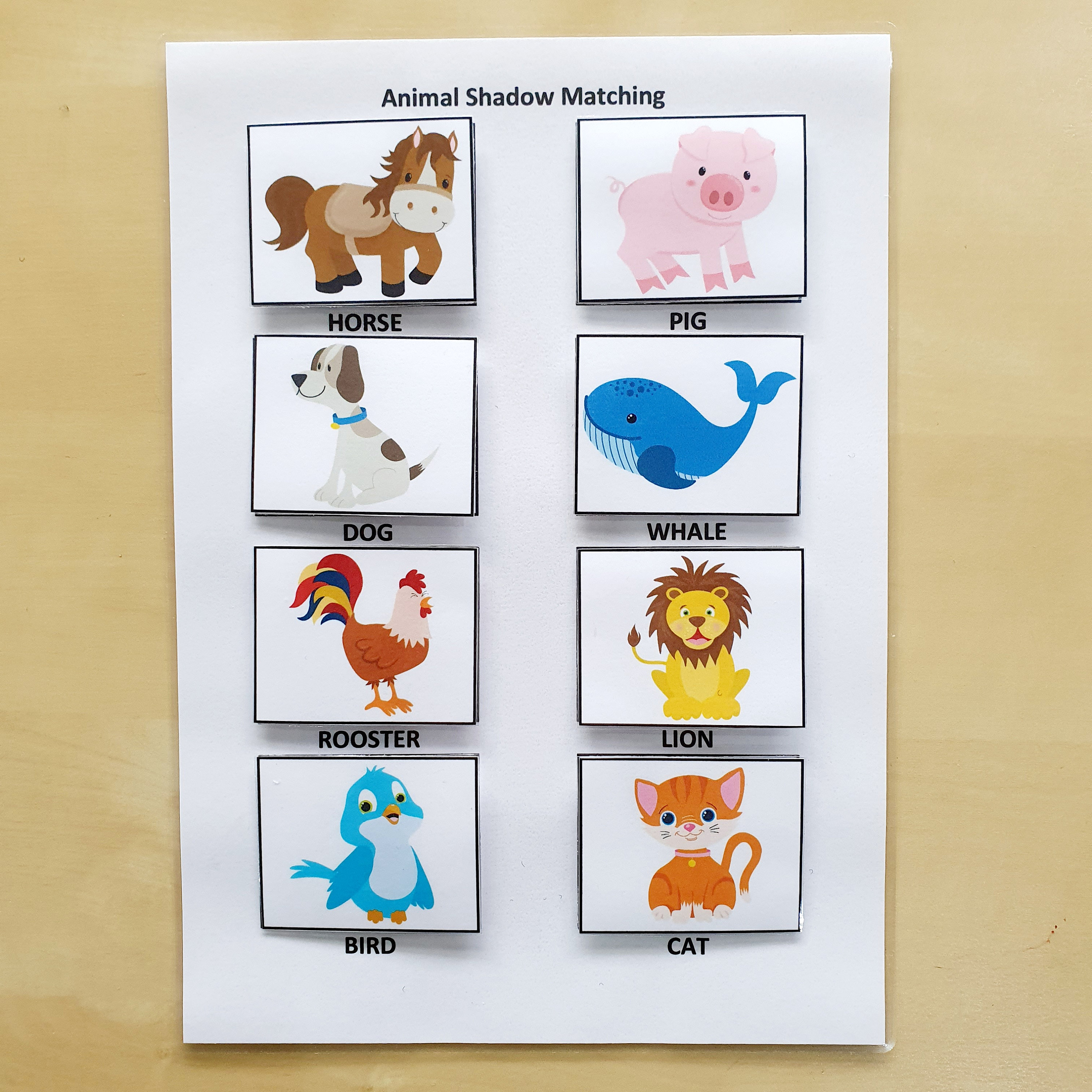Animal Shadow Matching Printable, Busy Book Page, Early Learning ...