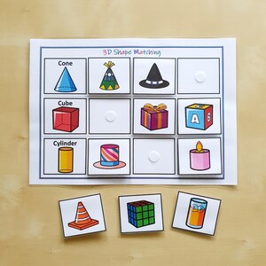 3D Shapes Bundle, Shapes Matching Printable, Tracing Shapes Flash Cards ...