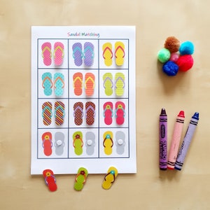 Sandal Matching Printable, Busy Book Page, Montessori Homeschool ...