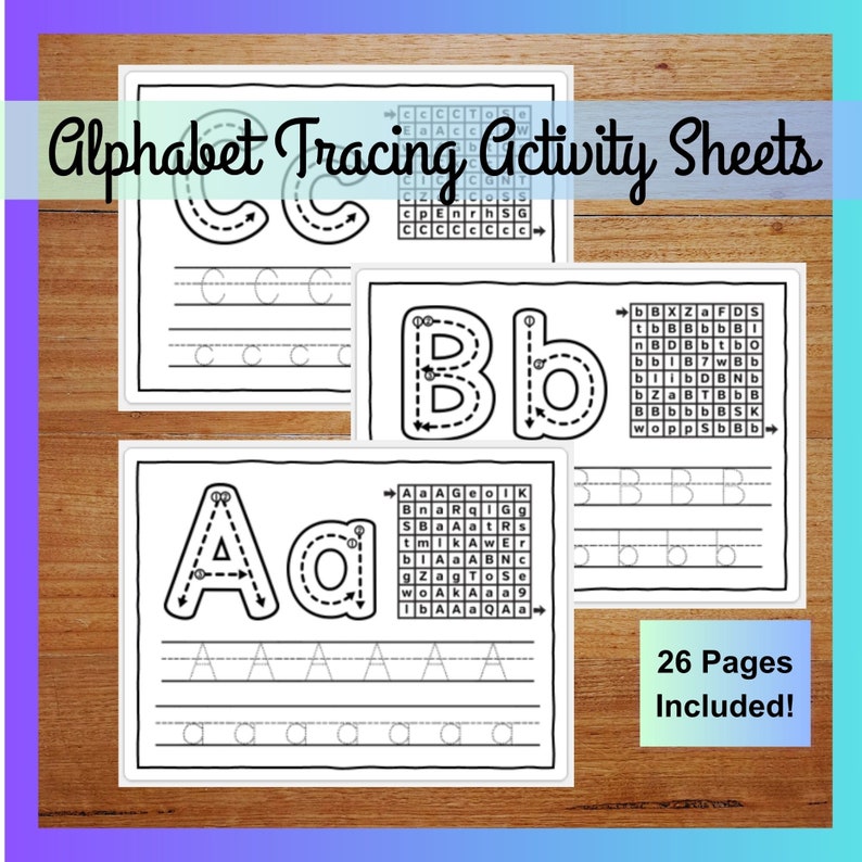 Alphabet Tracing Worksheets: Letter Recognition, Homeschool Resource ...