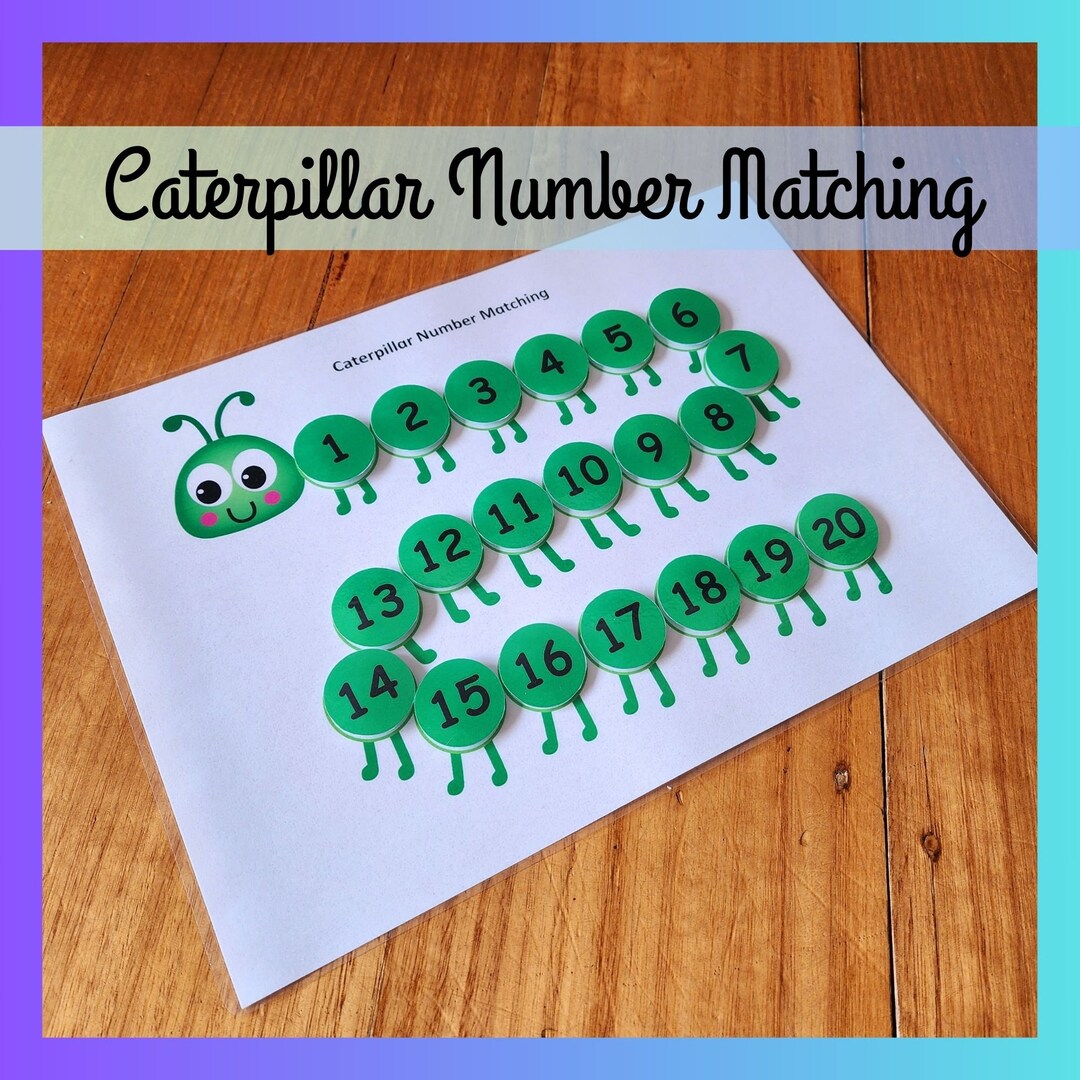 Caterpillar Number Matching Printable, Busy Book, Counting, Homeschool ...