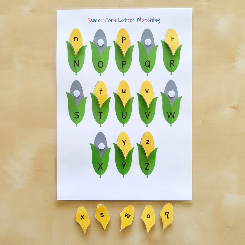 Sweet Corn Letter Matching: Alphabet Worksheet (digital Download) - Etsy