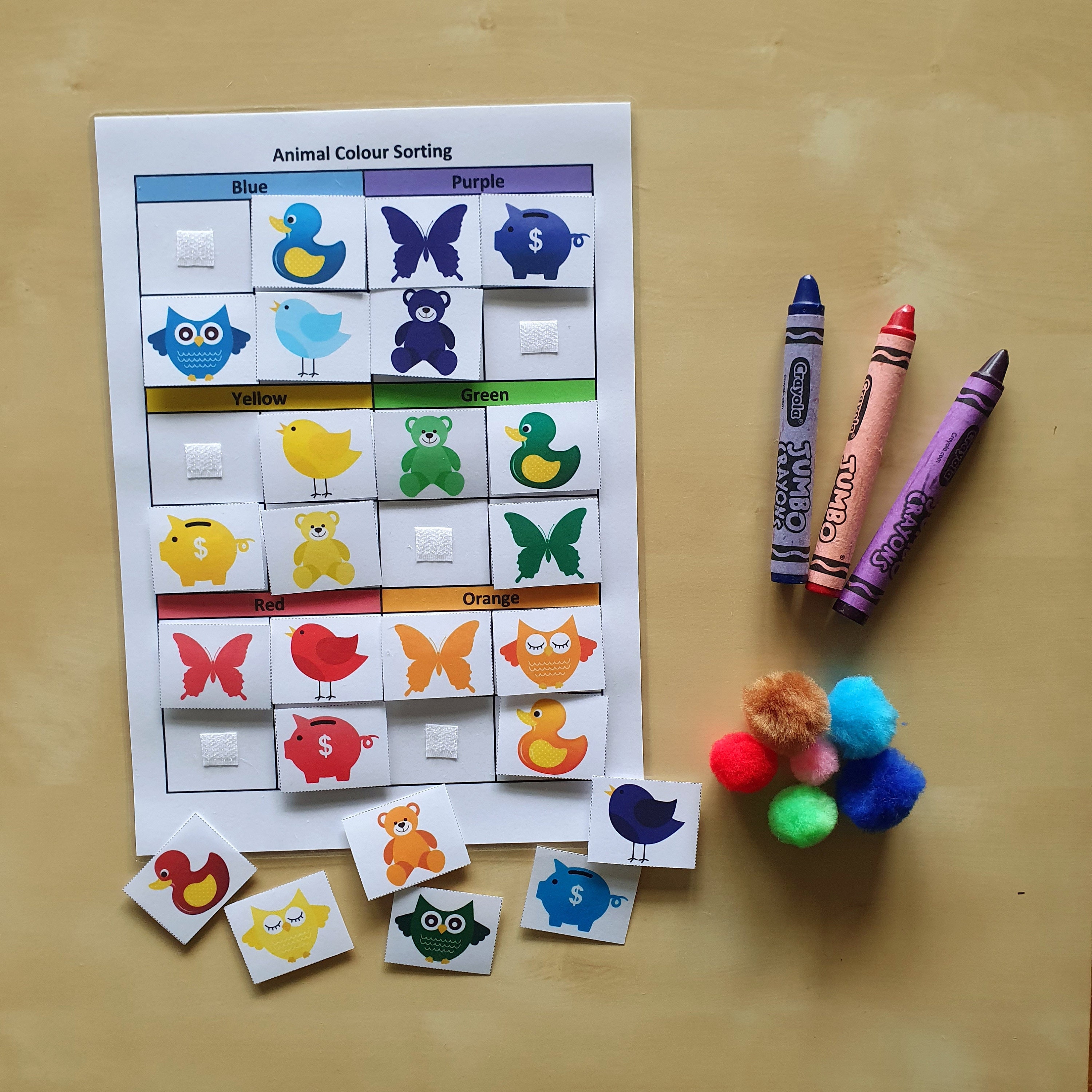 Animal Color Sorting Printable, Busy Book, Learn Colors, Montessori ...