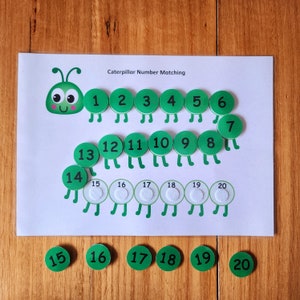 Caterpillar Number Matching Printable, Busy Book, Counting, Homeschool ...
