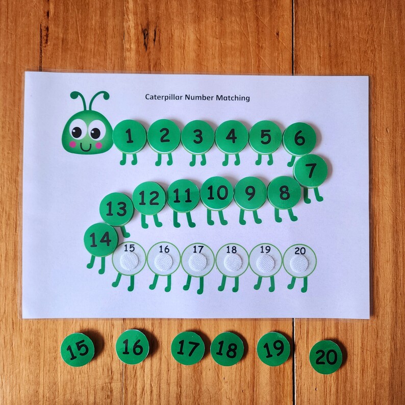 Caterpillar Number Matching Printable, Busy Book, Counting, Homeschool ...