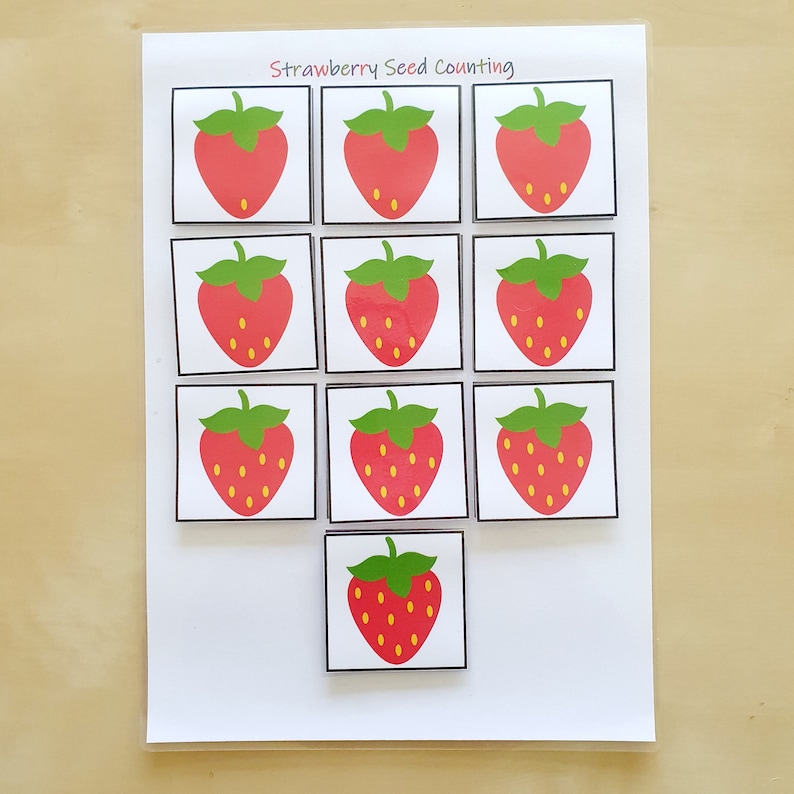 Strawberry Seed Counting Printable, Busy Book, Count 1-10 Numbers Math ...
