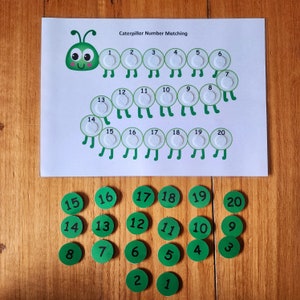 Caterpillar Number Matching Printable, Busy Book, Counting, Homeschool ...