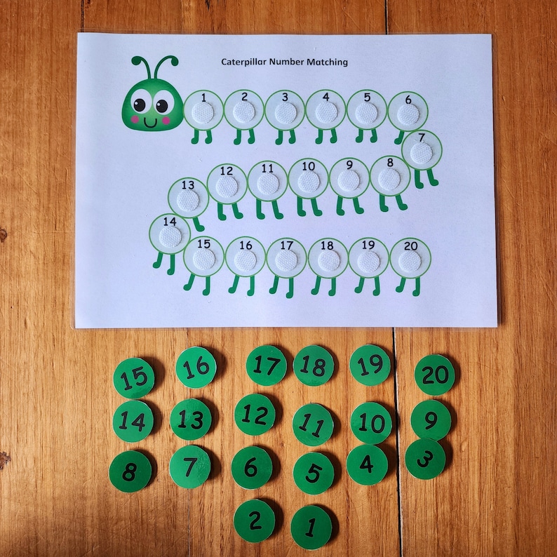 Caterpillar Number Matching Printable, Busy Book, Counting, Homeschool ...