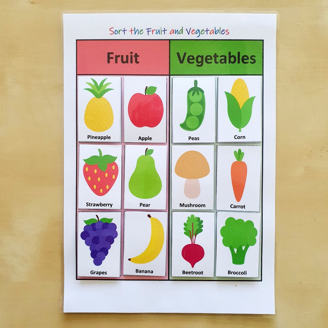 Fruit and Vegetable Sorting Printable, Busy Book Page, Educational ...