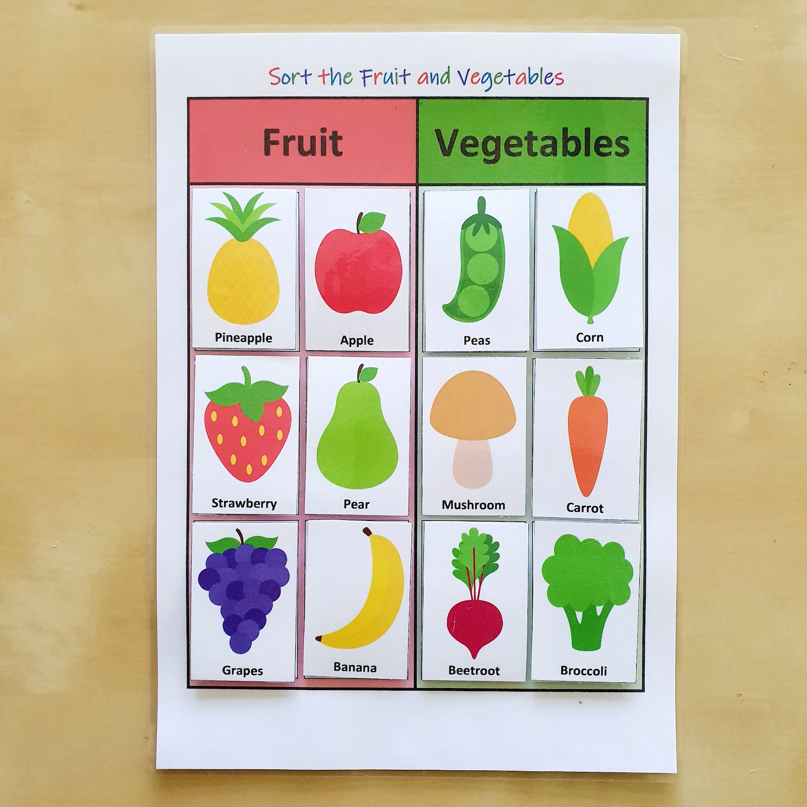 Fruit and Vegetable Sorting Printable, Busy Book, Education Homeschool ...
