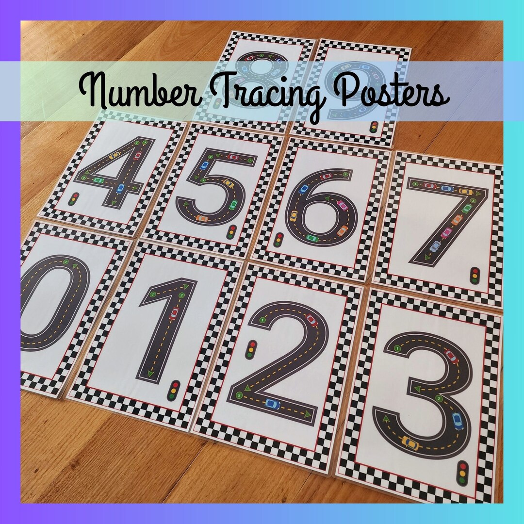 Number Tracing Posters, Cars Roads Printable, Counting Numbers ...
