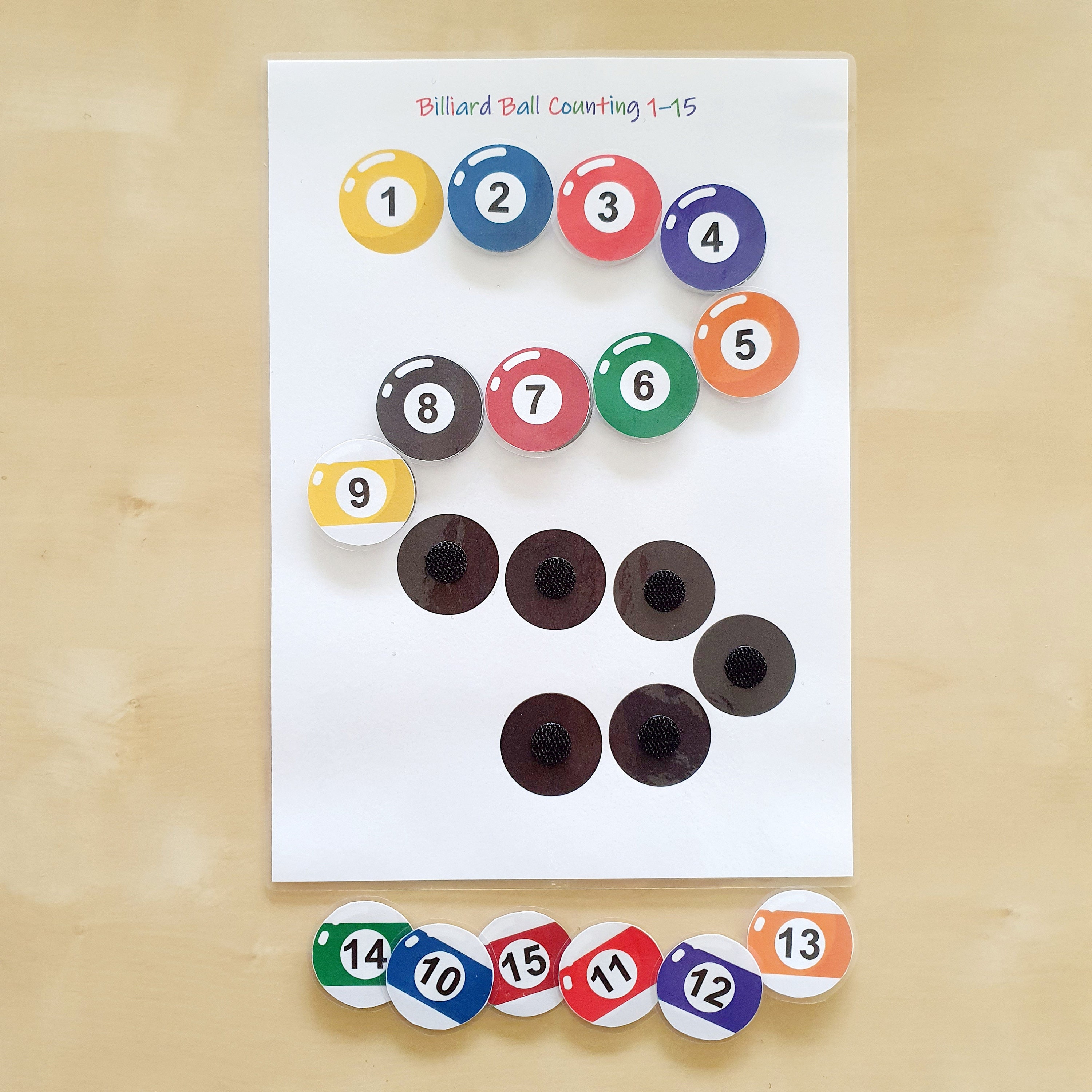 Billiard Ball Counting 1 To 15 Printable Busy Book Page | Etsy