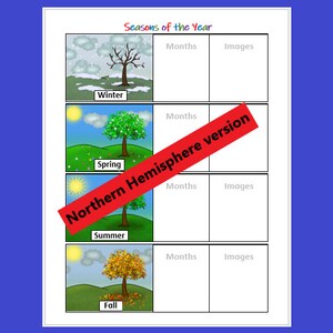 Seasons of the Year Printable, Summer, Autumn, Fall, Winter, Spring ...