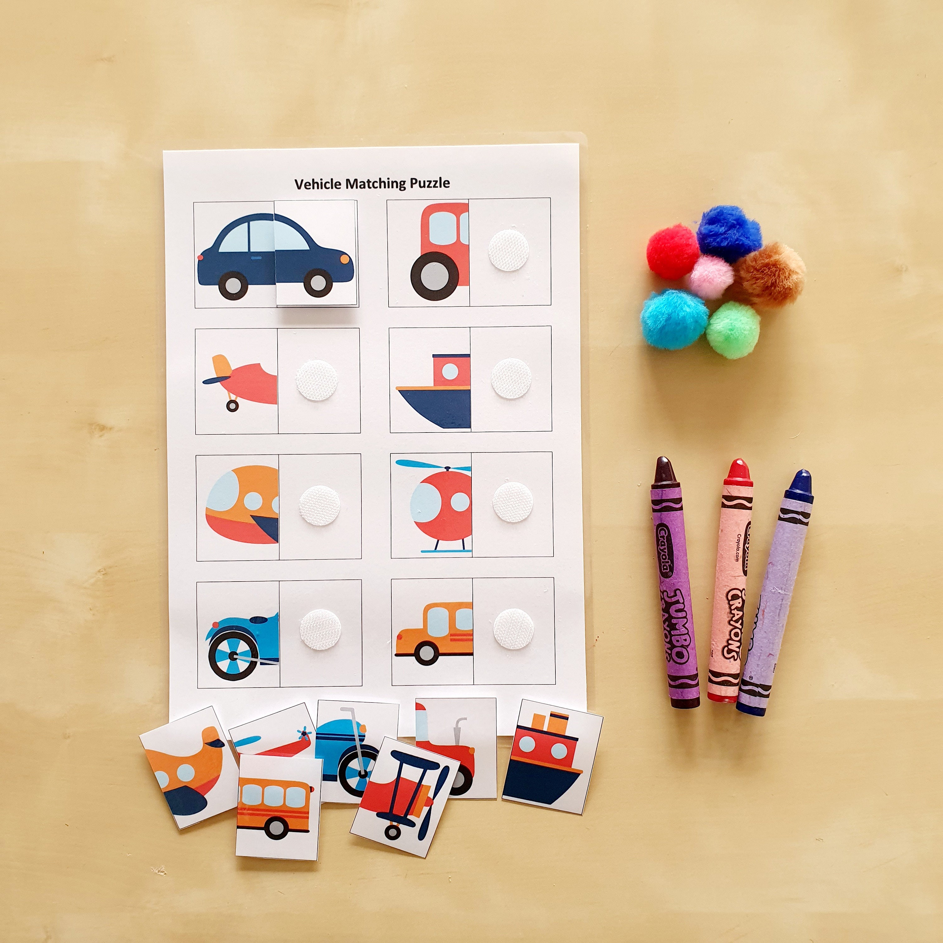 Vehicle Matching Puzzle Printable Busy Book Page Car Plane - Etsy