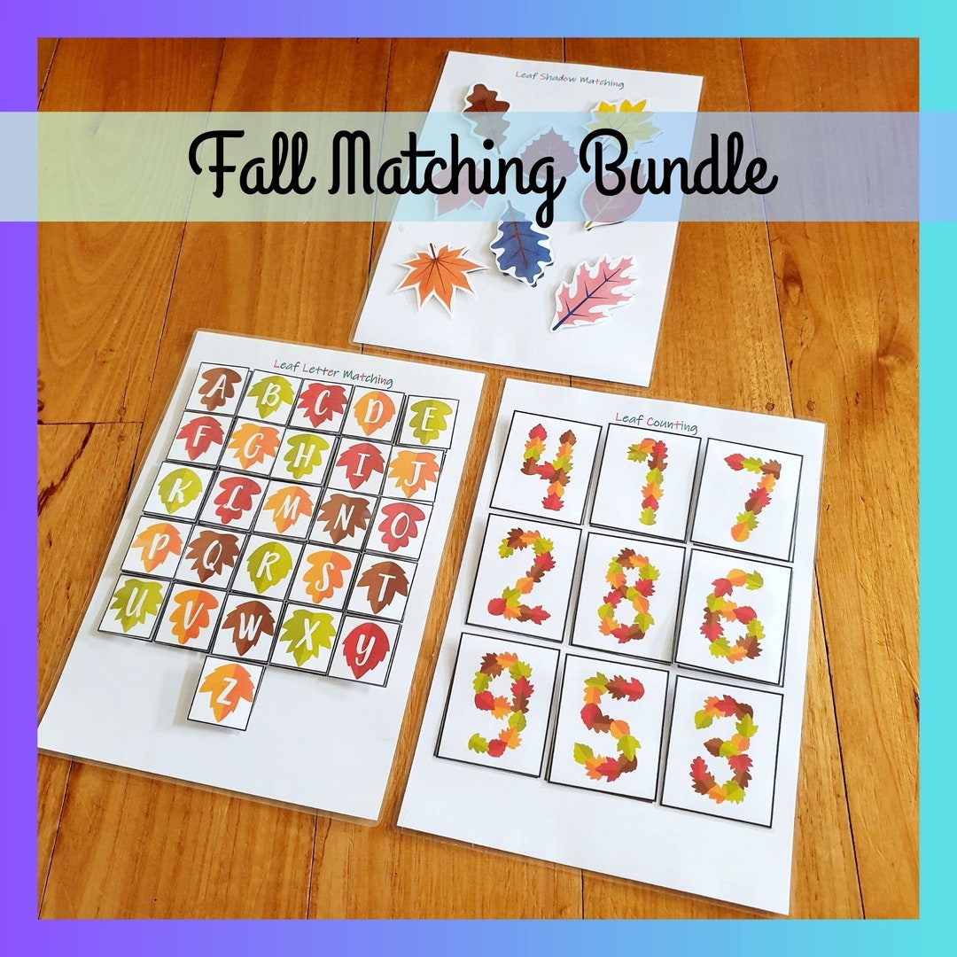 Fall Matching Bundle, Busy Book Printable, Autumn Letters Numbers ...