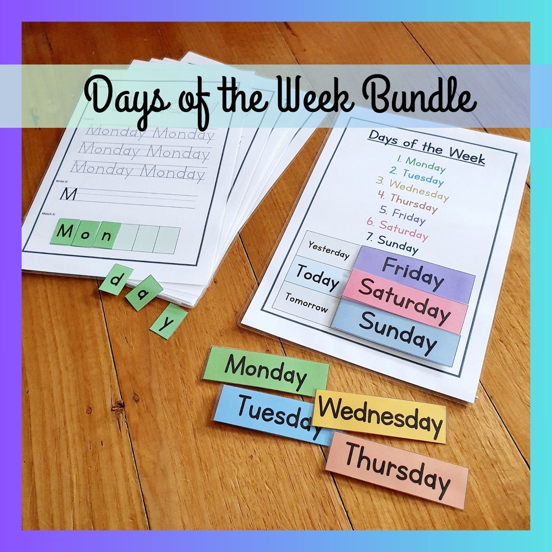 Days of the Week Bundle, Printable Busy Book, Color Trace Write ...